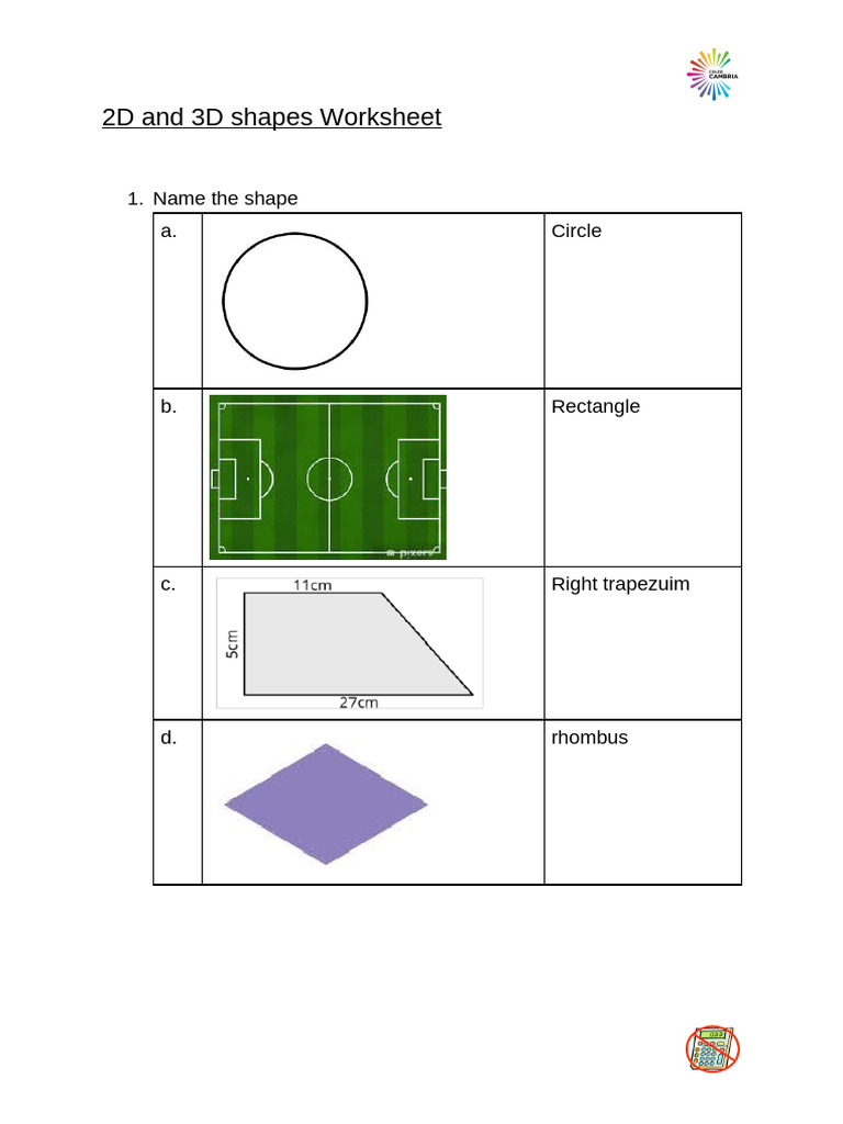2D and 3D Shapes Worksheet | PDF