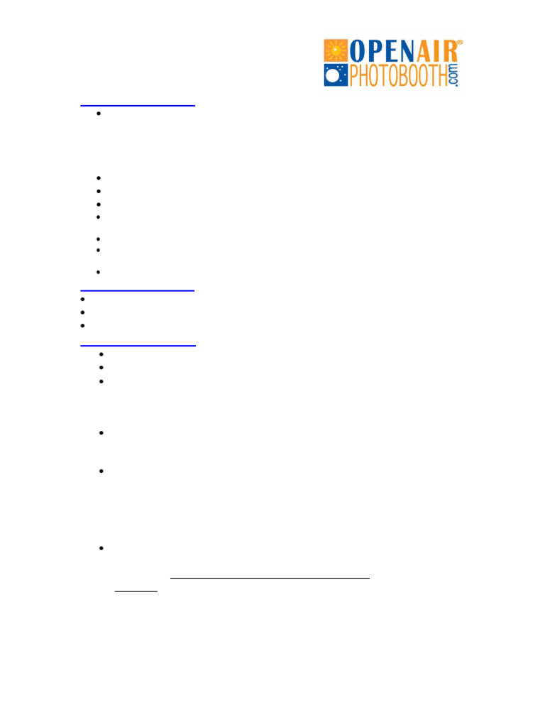 Open Air Photobooth - Purchase Information - 2 Sheets | PDF | Touchscreen | Printer (Computing)