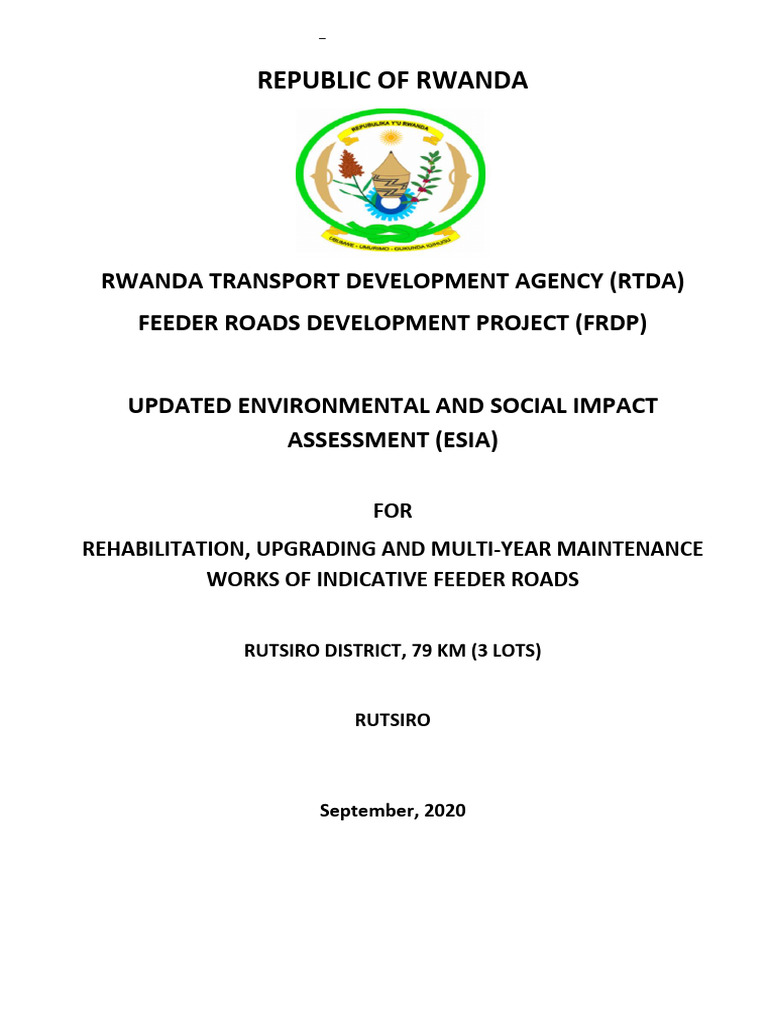 ESIA For Rehabilitation Upgrading and Multi Year Maintenance Works of ...