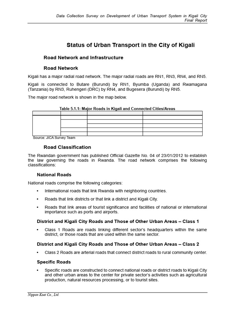 JICA Chapter 5 Status of Urban Transport in the City of Kigali | PDF | Traffic Collision | Traffic