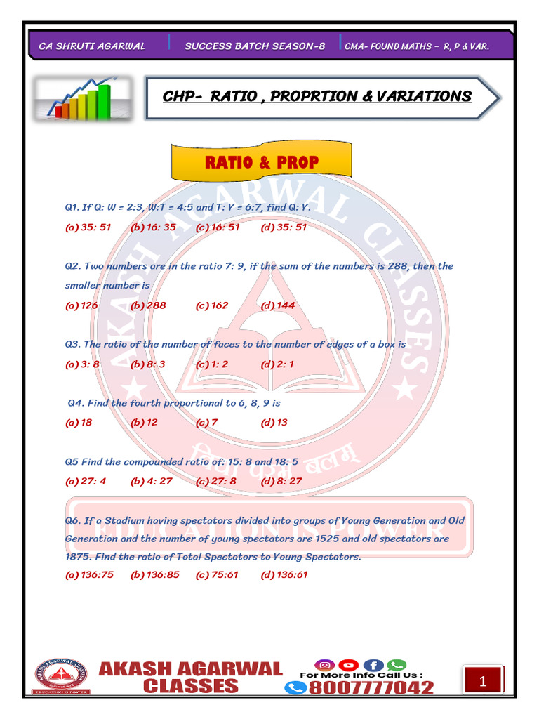 Ratio, Prop & Variations (1-7) | PDF | Ratio