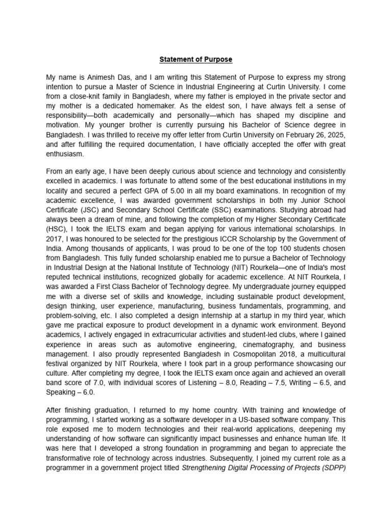 Genuine Student Personal Statement | PDF | Industrial Engineering ...