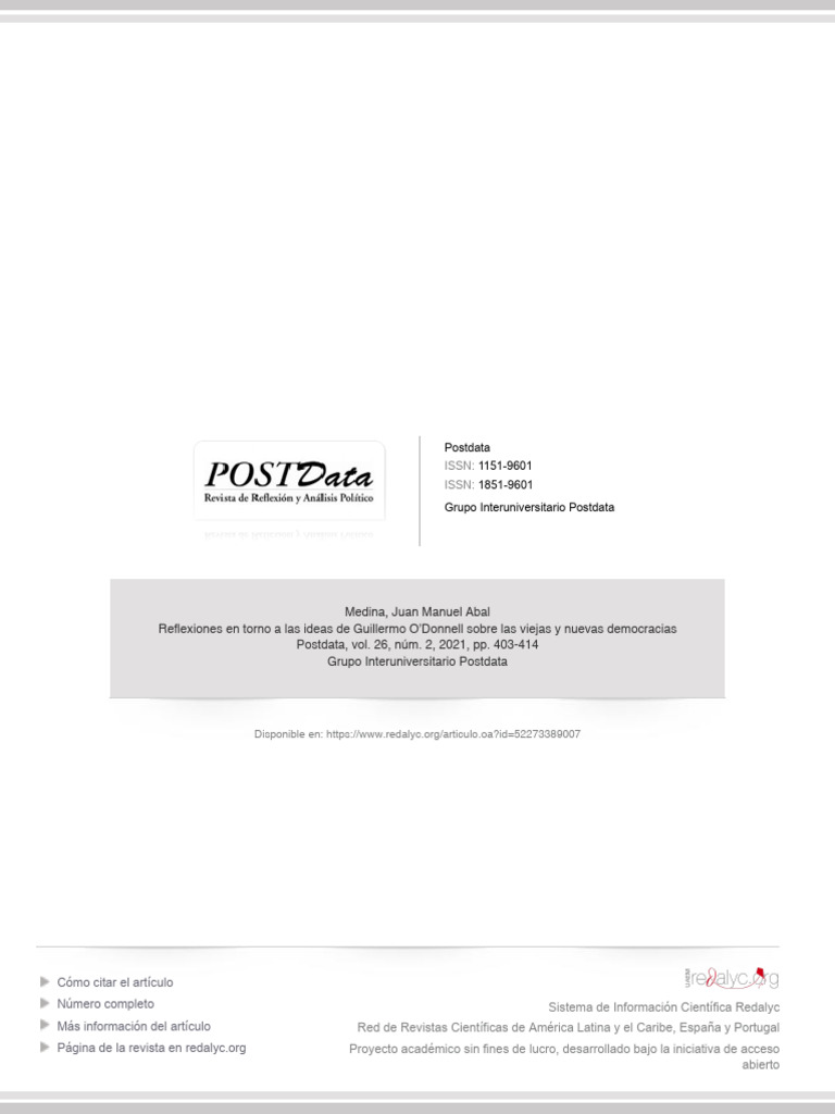 P3 Abal Medina Sobre Odonnell | PDF | Democracia | Ideologías políticas
