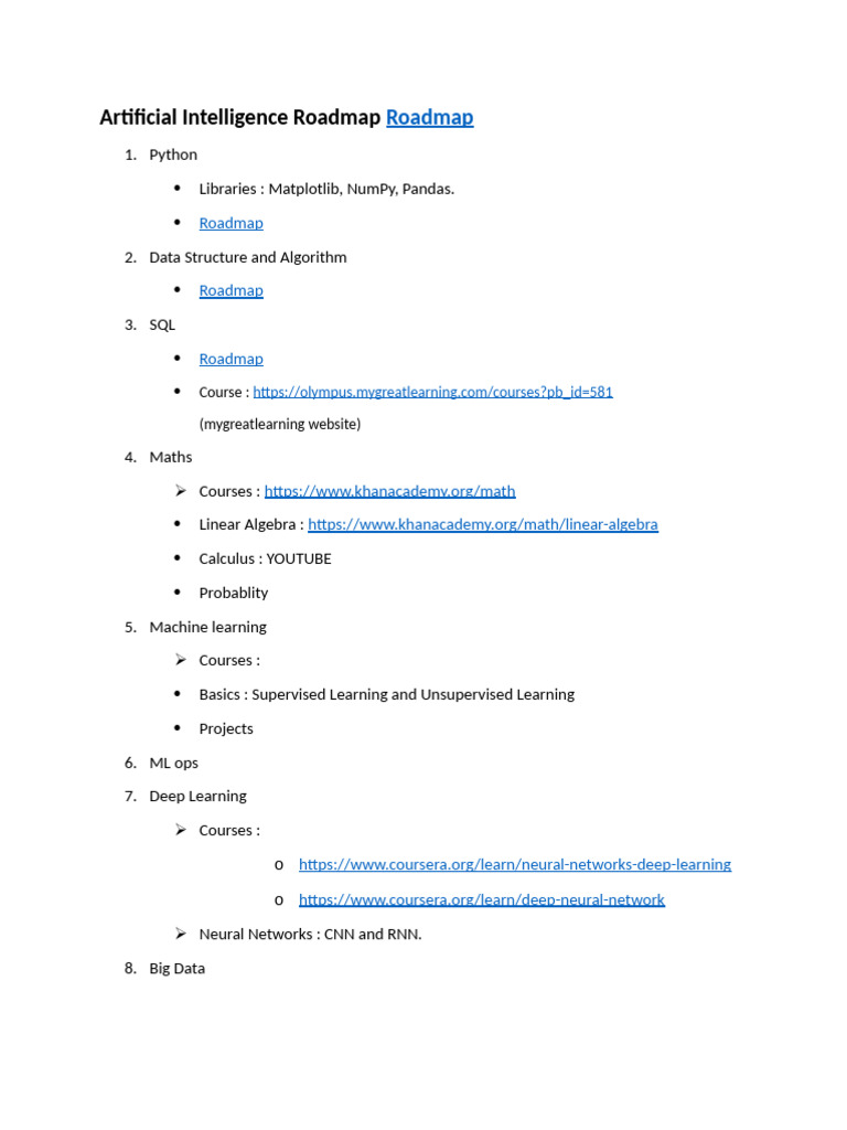 Artificial Intelligence Roadmap | PDF