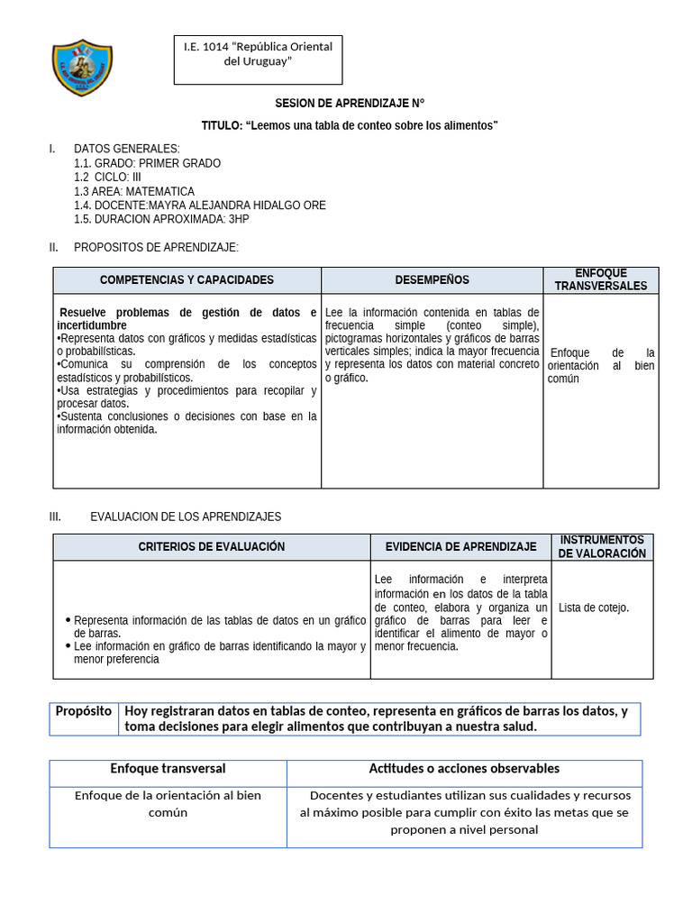 d2 s1 S Mat Leemos Una Tabla de Conteo ... Martes 27 de Mayo | PDF ...