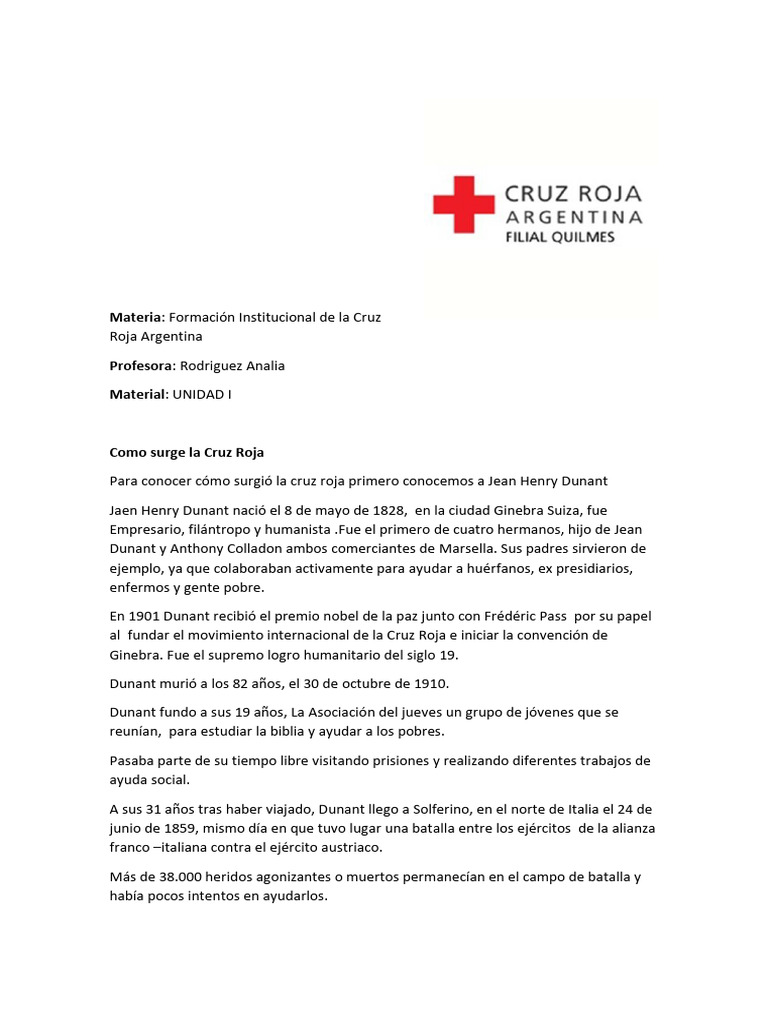 Institucional Cruz Roja | PDF | Movimiento Internacional de la Cruz Roja y de la Media Luna Roja ...