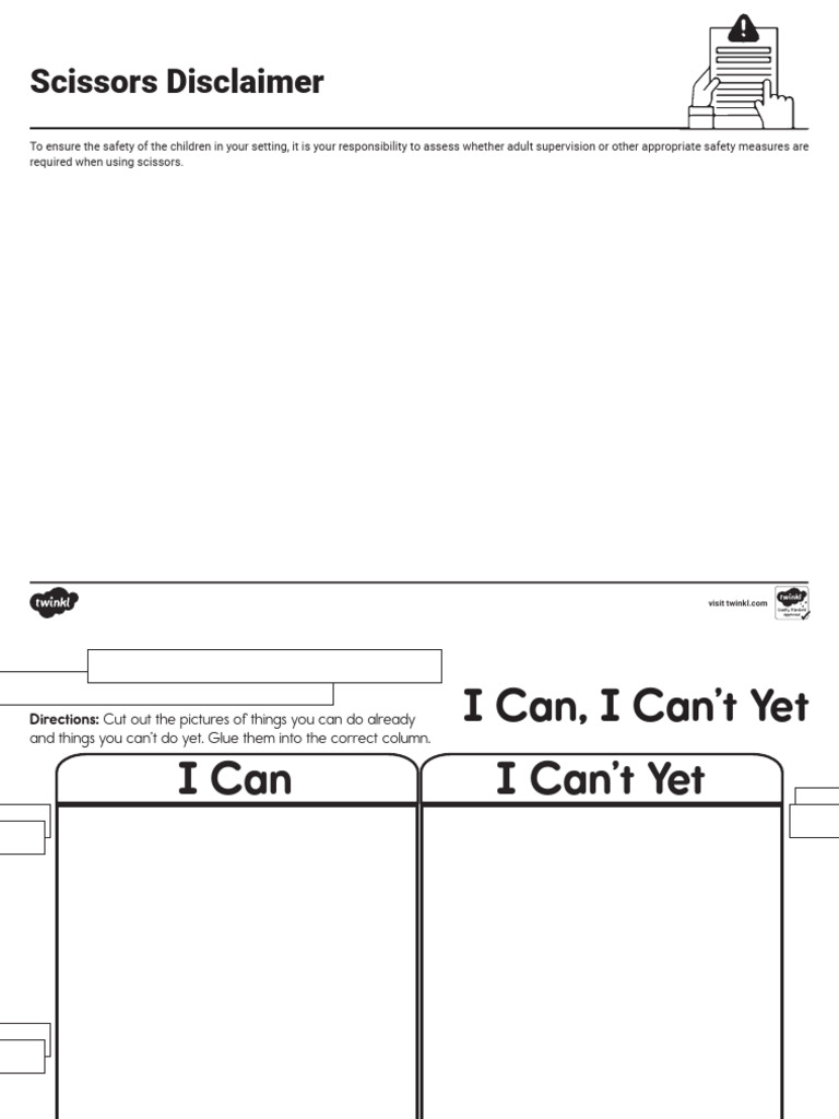BW I Can, I Can't Yet Sorting Activity Mat For K-2nd Grade | PDF