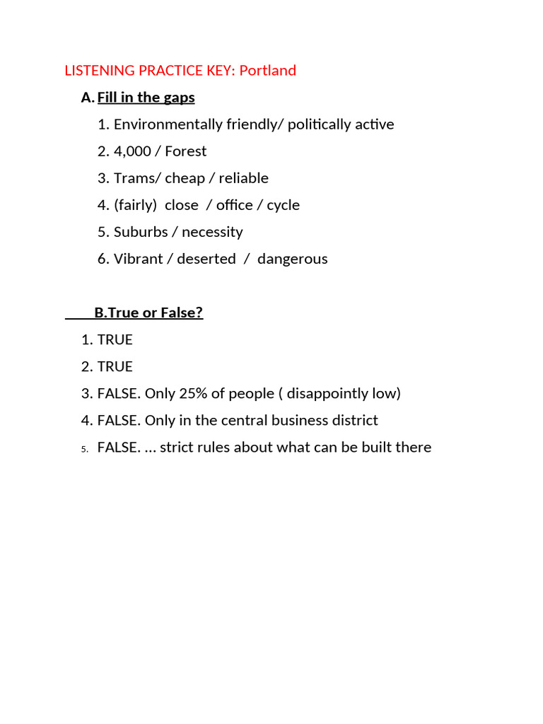 Listening Key Portland | PDF