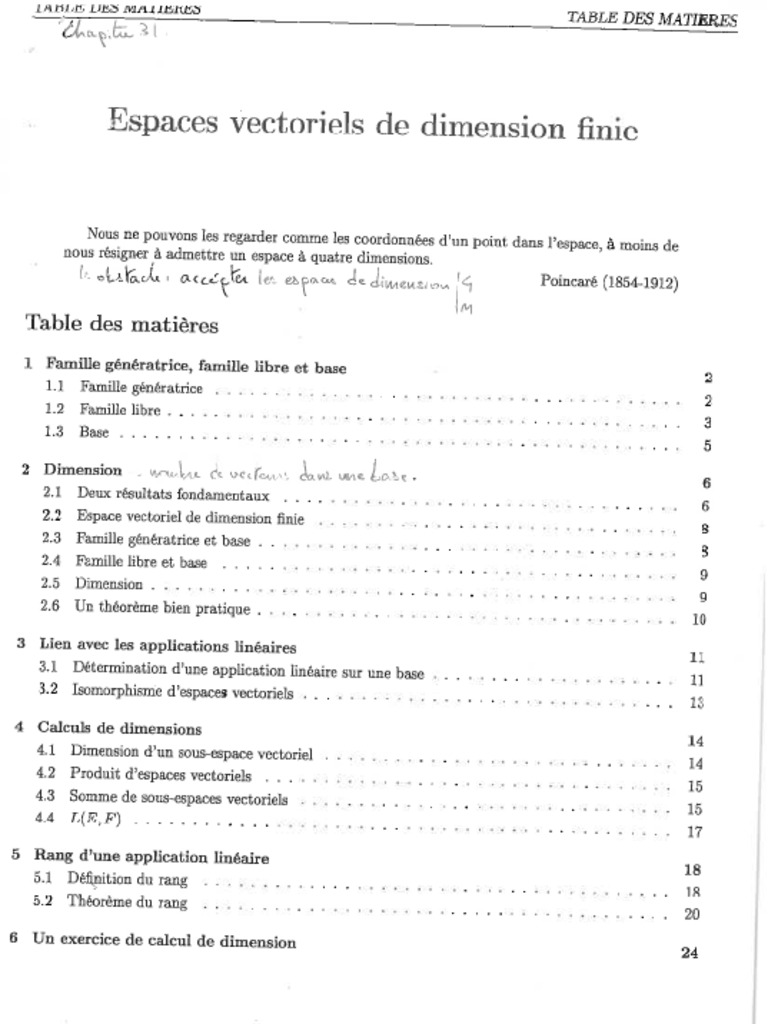 1° année_Mathématiques_Chapitre 31_Espaces vectoriels de dimension finie | PDF
