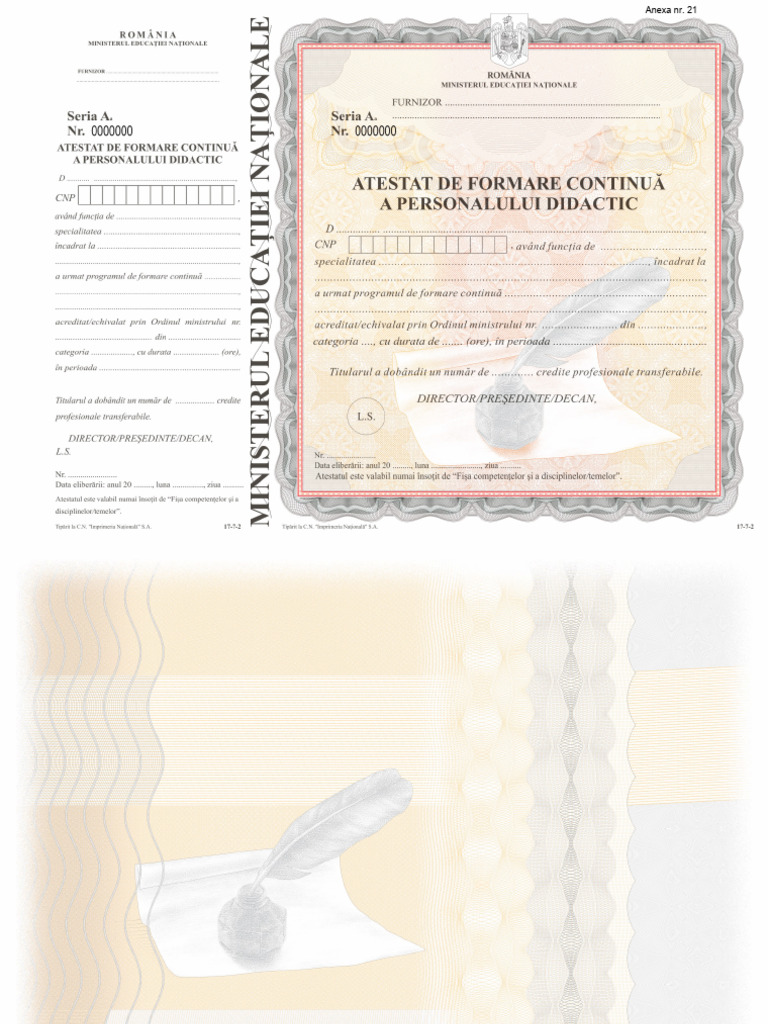 ANEXA 21 - Atestat de Formare Continua A Personalului Didactic | PDF