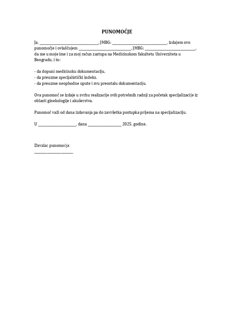 Punomocje - Luka - Gosovic v2 | PDF