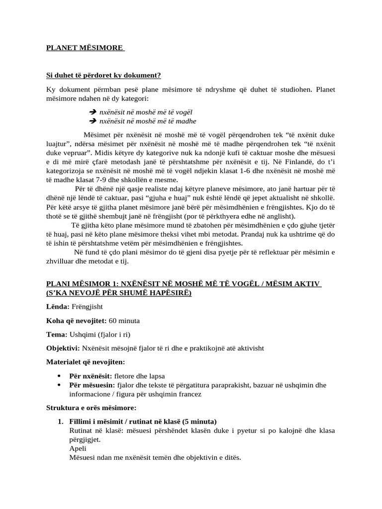 3 - Plan Mësimor | PDF