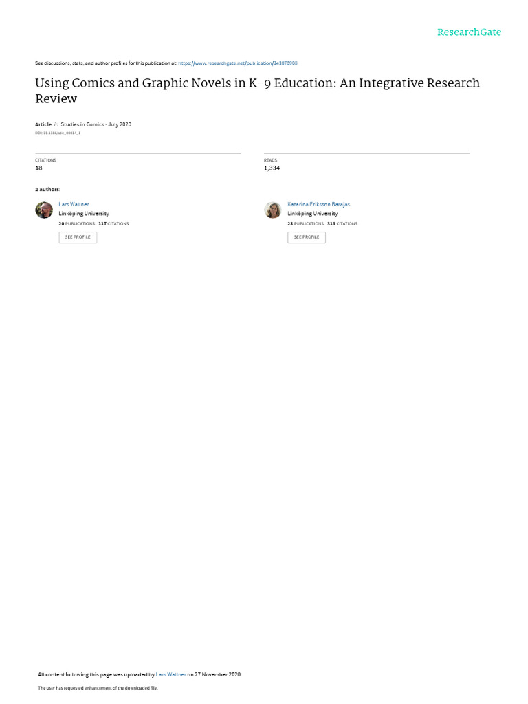 Wallner ErikssonBarajas 2020 | PDF | Qualitative Research | Comics