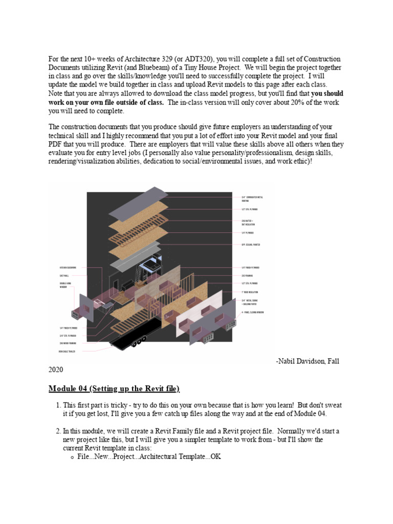 Tiny House Project with Revit Guide | PDF | Sketch Up | Autodesk Revit