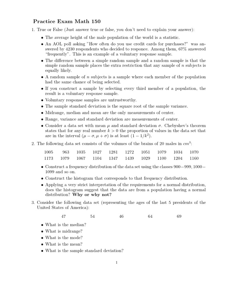 PracticeExam - Basic Statistics | PDF | Median | Standard Deviation