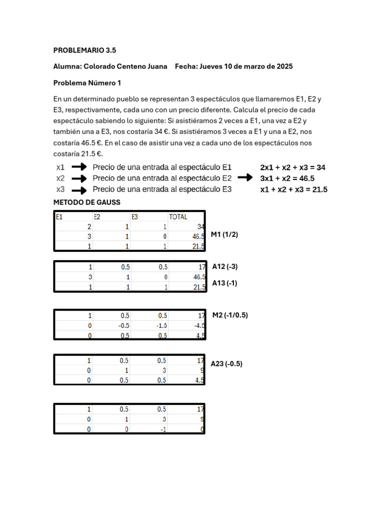 Problemario Algebra 3.5 | PDF | Determinante | Matriz (Matemáticas)