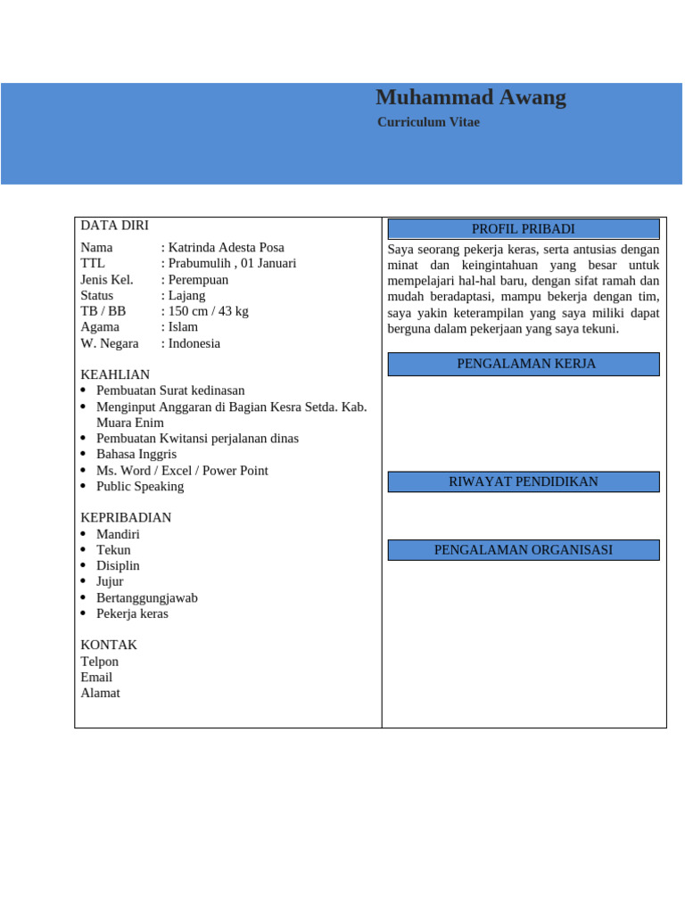 Muhammad Awang: Curriculum Vitae | PDF