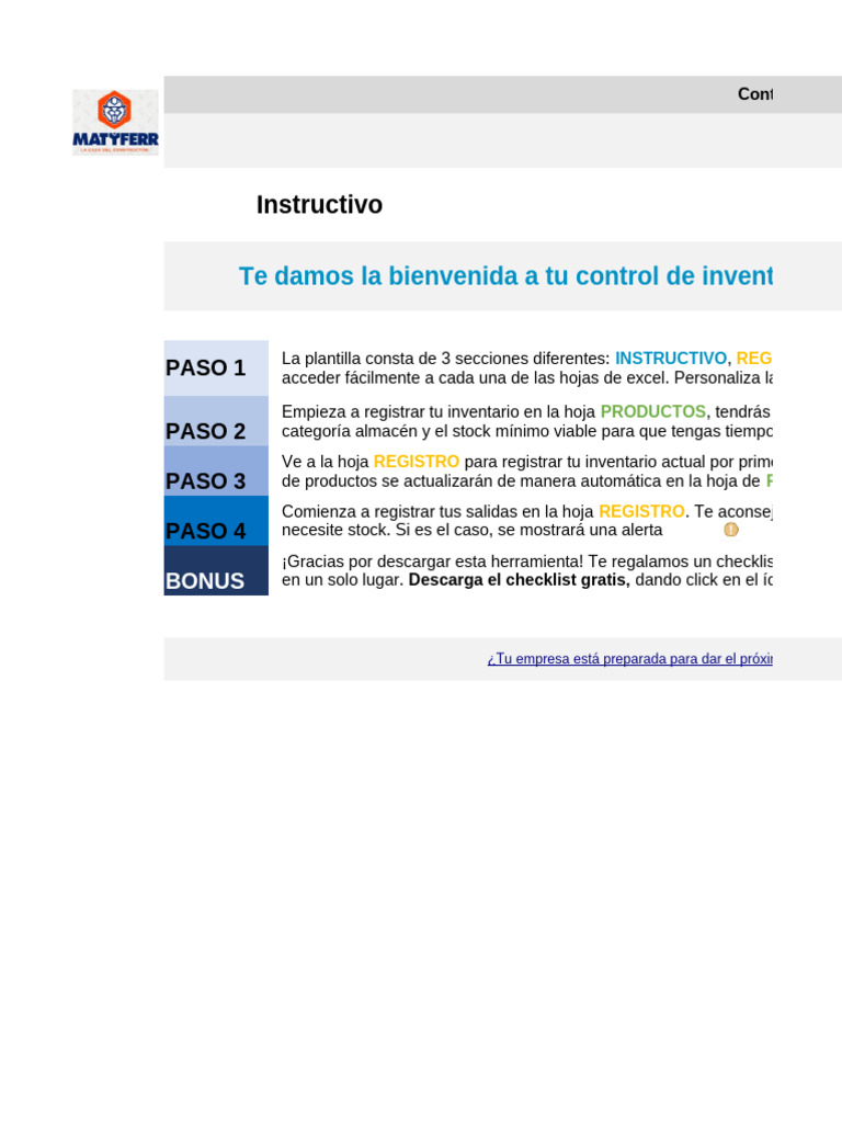 Inventario Matifer Plantilla Control Basico Inventario-Bind-ERP | PDF
