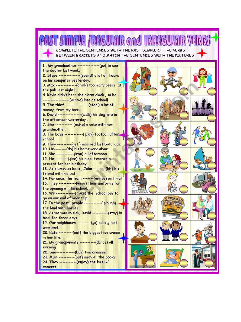 Worksheet Past Simple Regular And Irregular Verbs Affirmative Form Pdf
