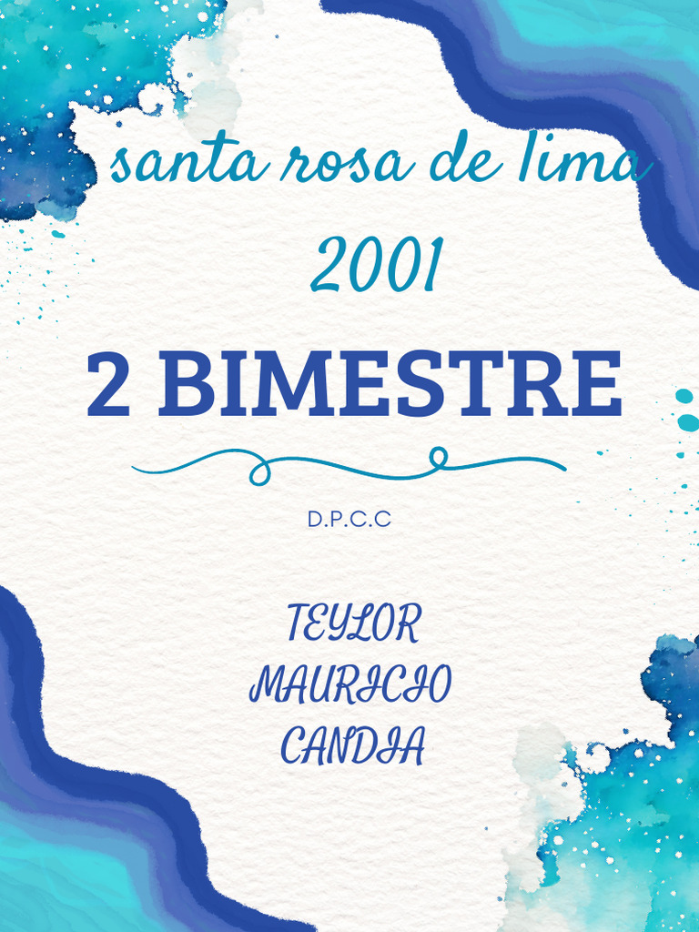 Documento A4 Portada Carátula de Proyecto de Arte y Creatividad Acuarelas Orgánico Azul y ...