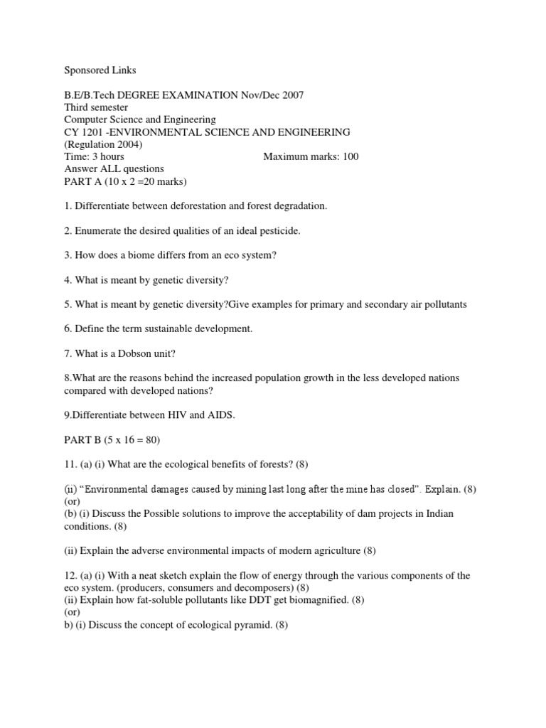 Evs Question Bank | PDF | Ecology | Biodiversity