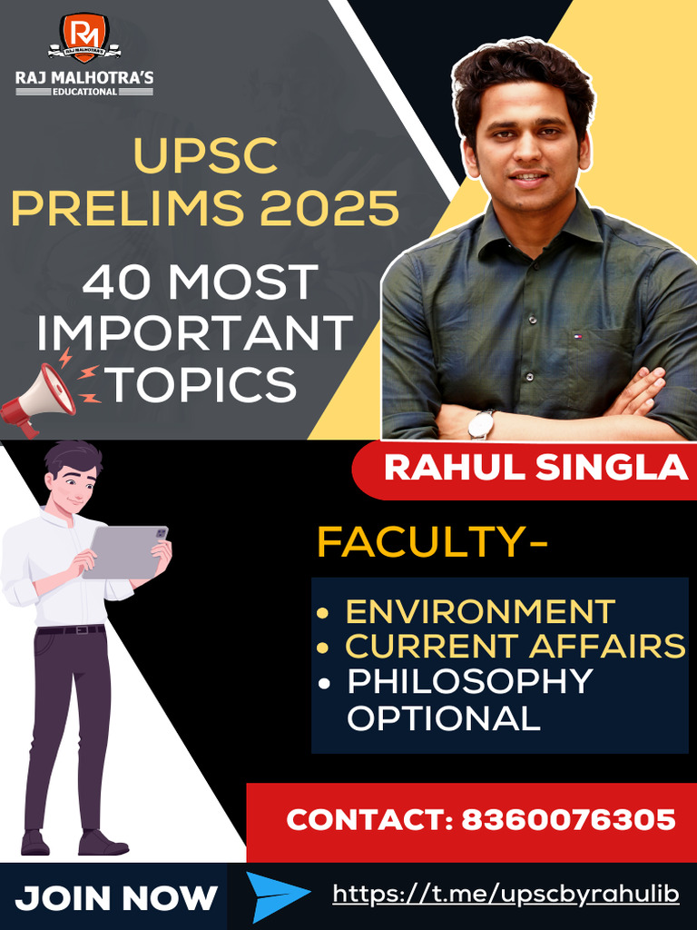 UPSC Prelims 2025: 40 Key Topics | PDF