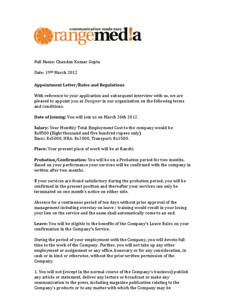 Appointment Letter | PDF | Government Information | Government