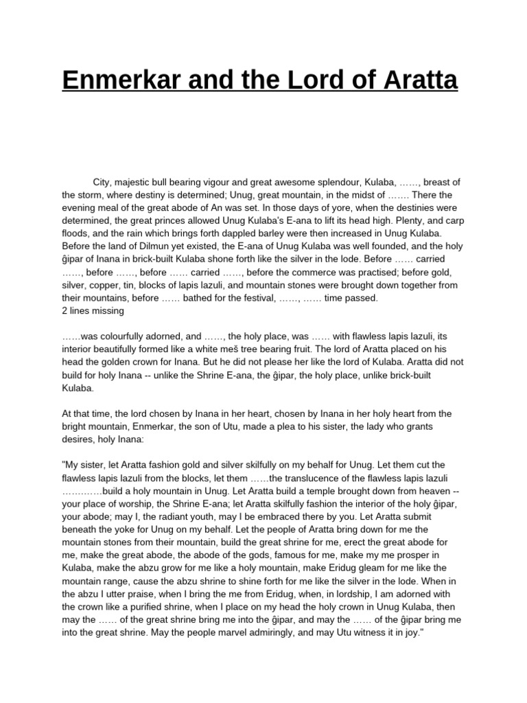 #1.8.8 Enmerkar Sumerian Tablets | PDF