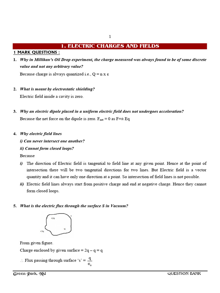 Electrostatics Questions | PDF | Flux | Electric Field