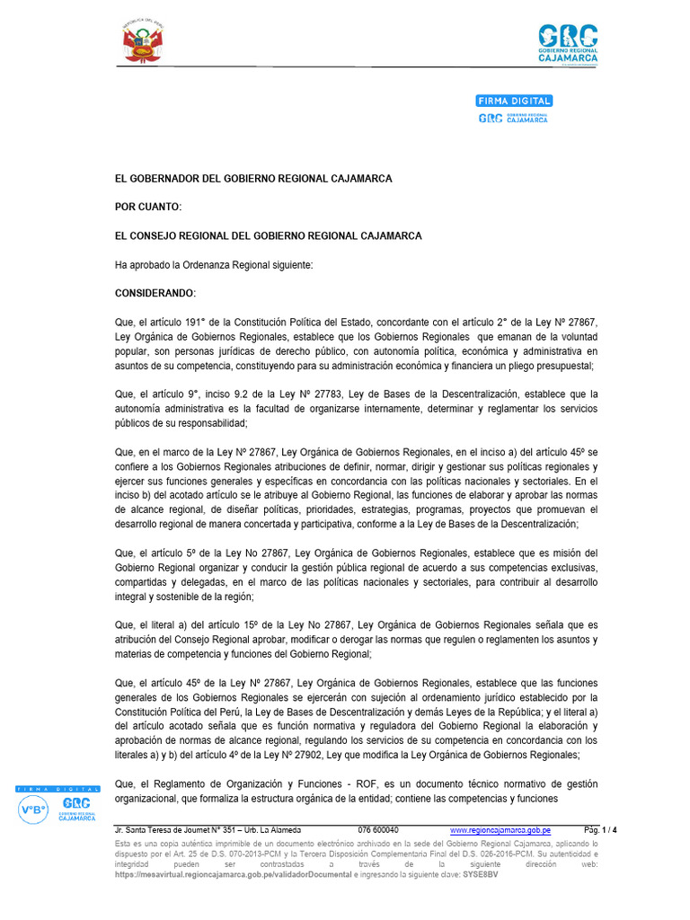 Ordenanza Regional N d000001 2021 GRC CR | PDF | Gobierno E | Gobierno