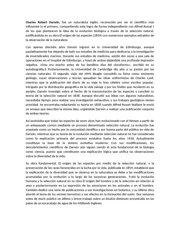 Charles Robert Darwin | PDF | Charles Darwin | Evolución
