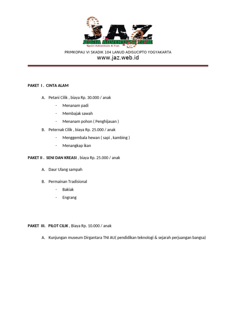 Proposal Outbound Kids | PDF