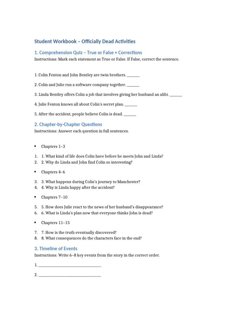 Officially Dead Student Workbook | PDF