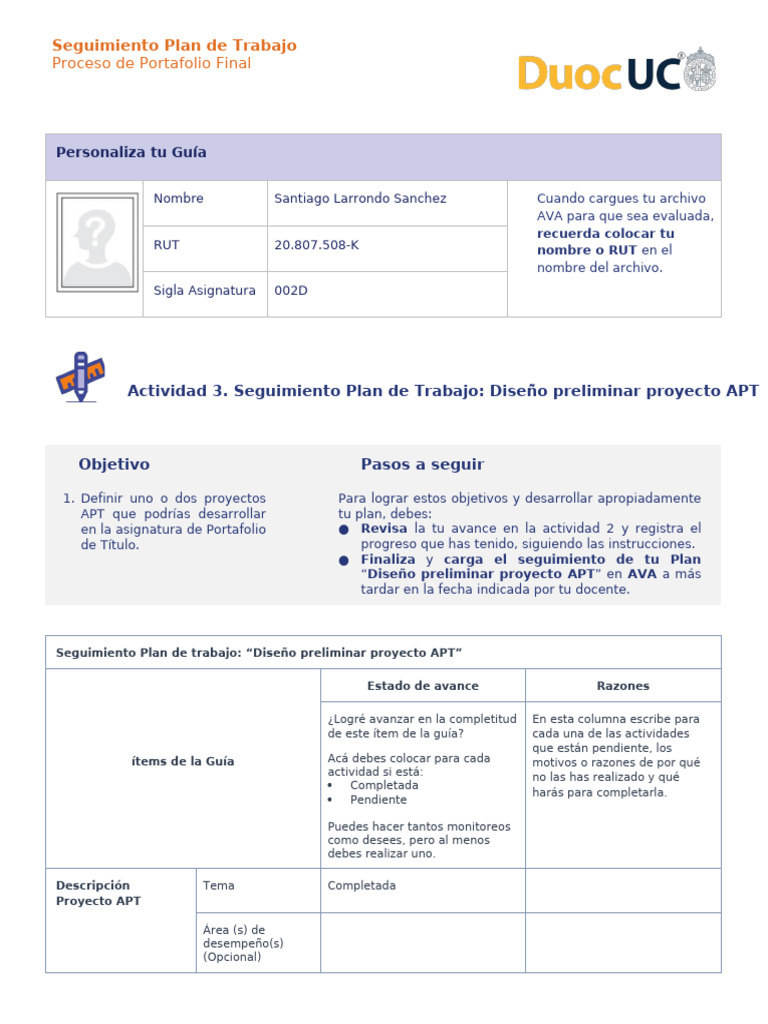 Seguimiento Plan de Trabajo - APPFinal | PDF