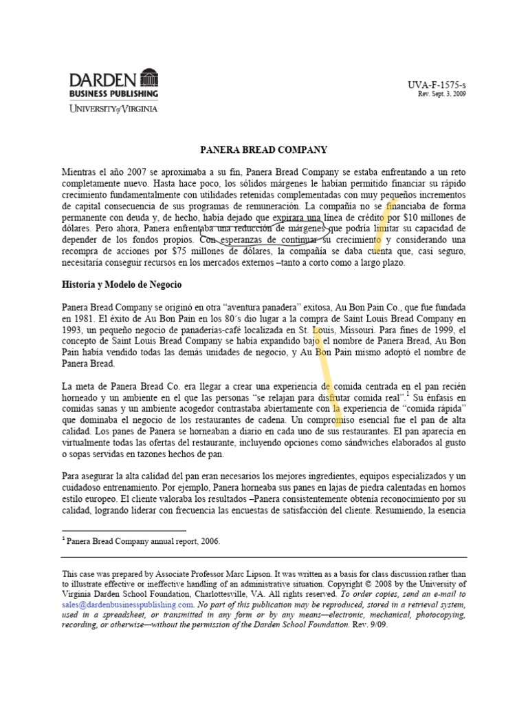 Desafíos Financieros de Panera Bread | PDF | Business