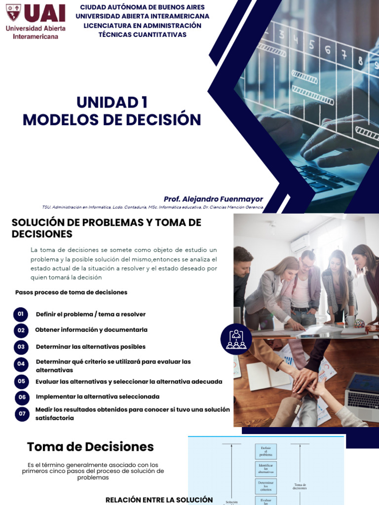 Unidad 1 Modelos de Decisión | PDF | Toma de decisiones | Economias