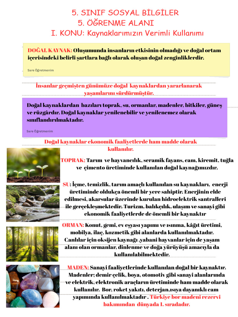 Sınıf 5. Öğrenme Alanı 1. Konu | PDF