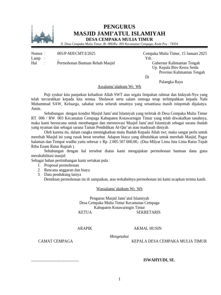 Proposal Masjid | PDF