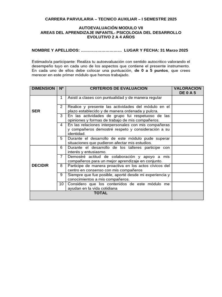 AUTOEVAL Parv25 | PDF