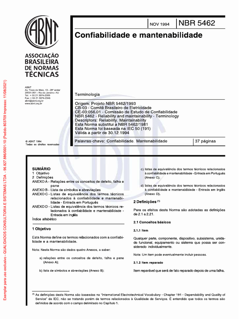 NBR 5462 | PDF