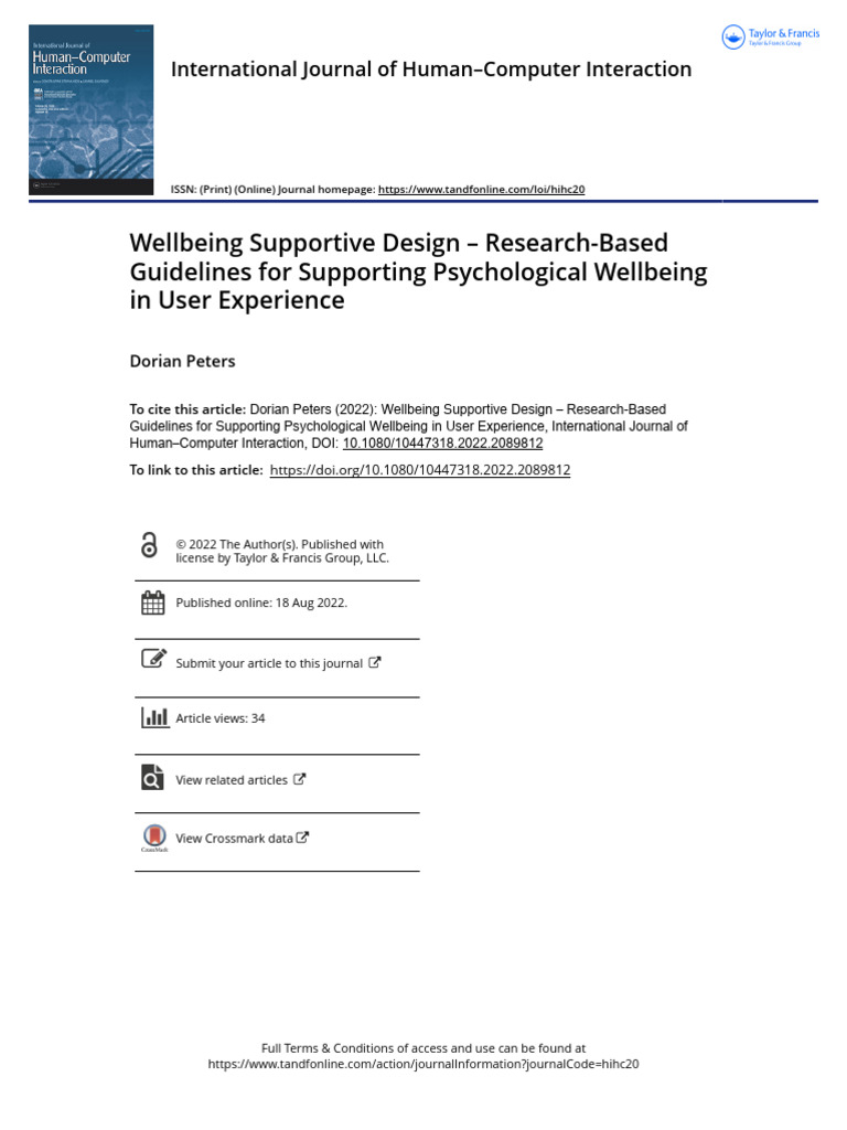 Wellbeing Supportive Design - Research-Based | PDF | Usability ...
