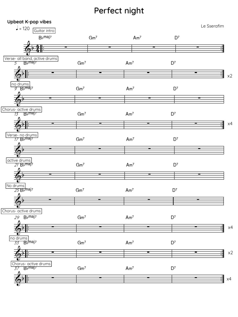 Perfect Night Chords for Le Sserafim | PDF