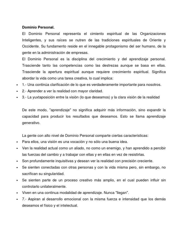 Dominio Personal y Autoconocimiento | PDF | Autoestima | Aprendizaje