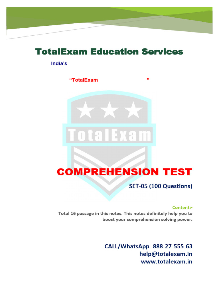 Comprehensiom Test (Set-05) | PDF