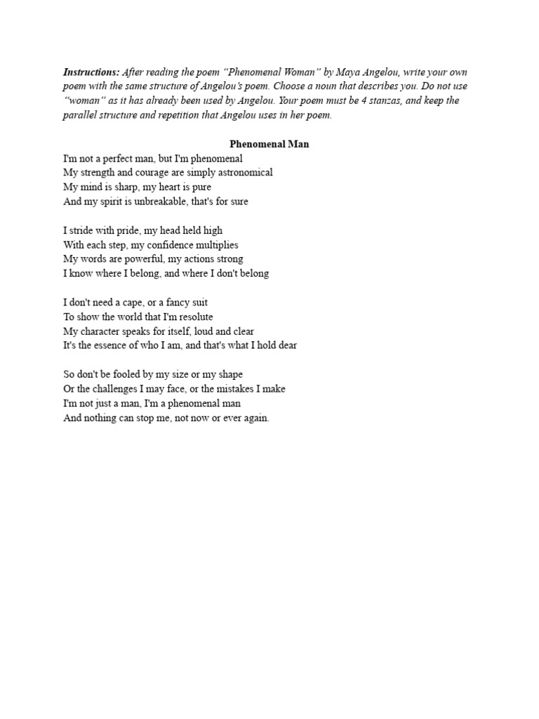 Phenomenal Man: A Poetic Tribute | PDF