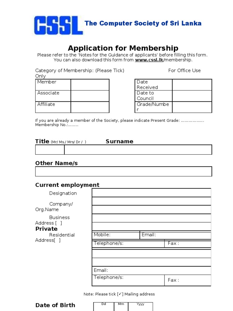 Application Form Mem 2007 | PDF | Information Technology | Computing