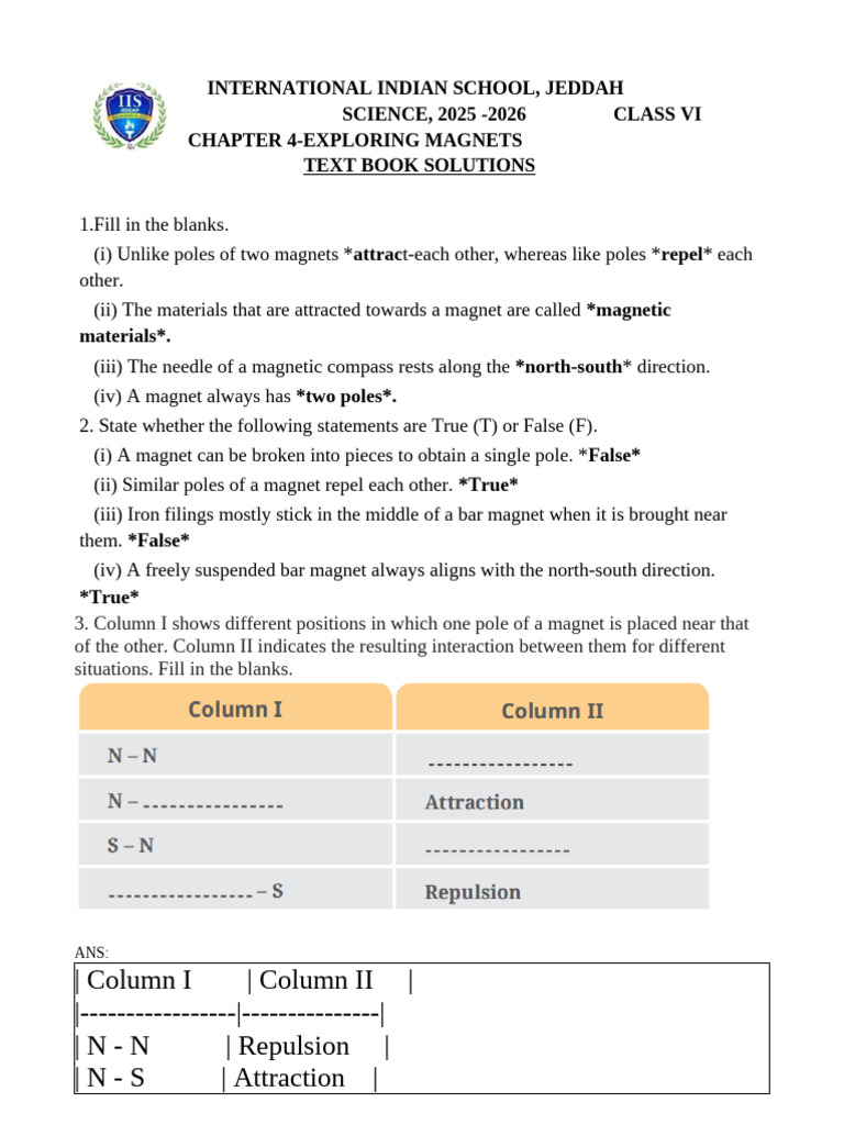 CH 4 Exploring Magnets Text Book Solution | PDF | Magnet | Magnetism