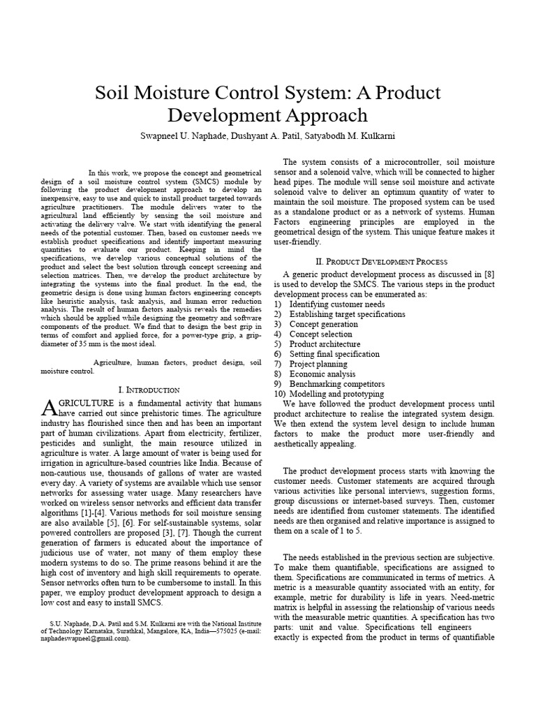 Soil Moisture Control System A Product D | PDF | Usability | Agriculture