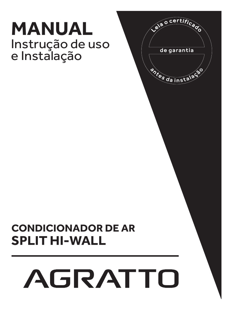 Manual de Instalação Ar Agratto | PDF | Ar condicionado | Fonte de energia
