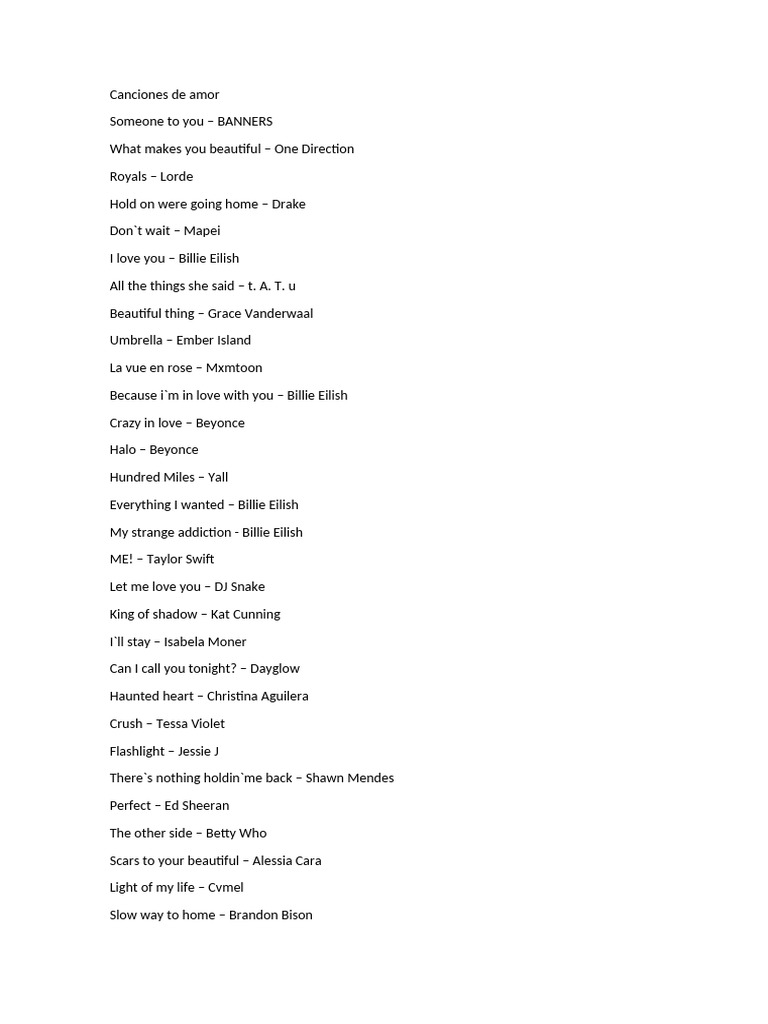 Mejores Canciones de Amor 2023 | PDF